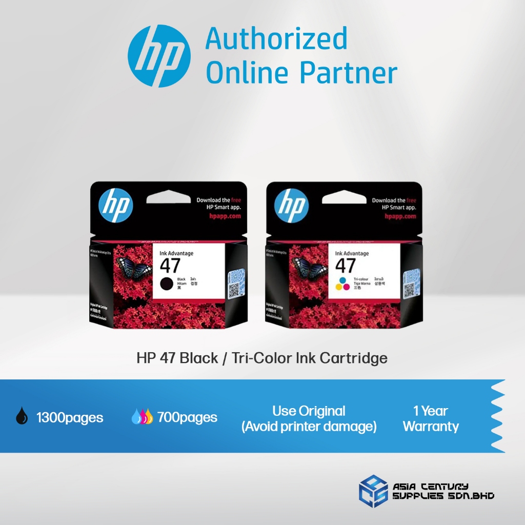 HP 47 Black / Tri-Color Original Ink Advantage Cartridge ( 6ZD21AA ...
