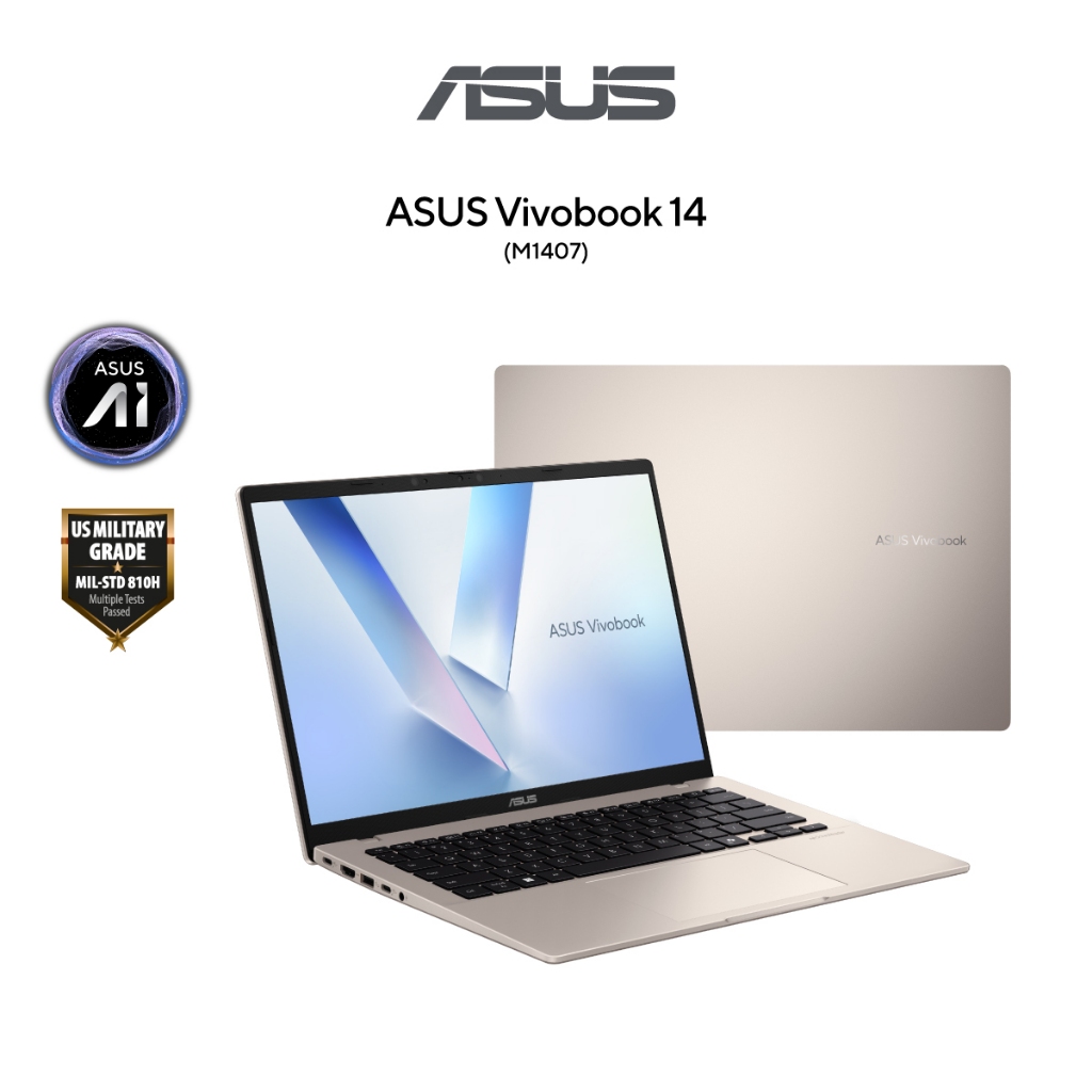Asus Vivobook M1407K-ALY Laptop (AMD Ryzen 7 AI, 16Gb ram, 512Gb SSD, 14 inch WUXGA, AMD Radeon ...