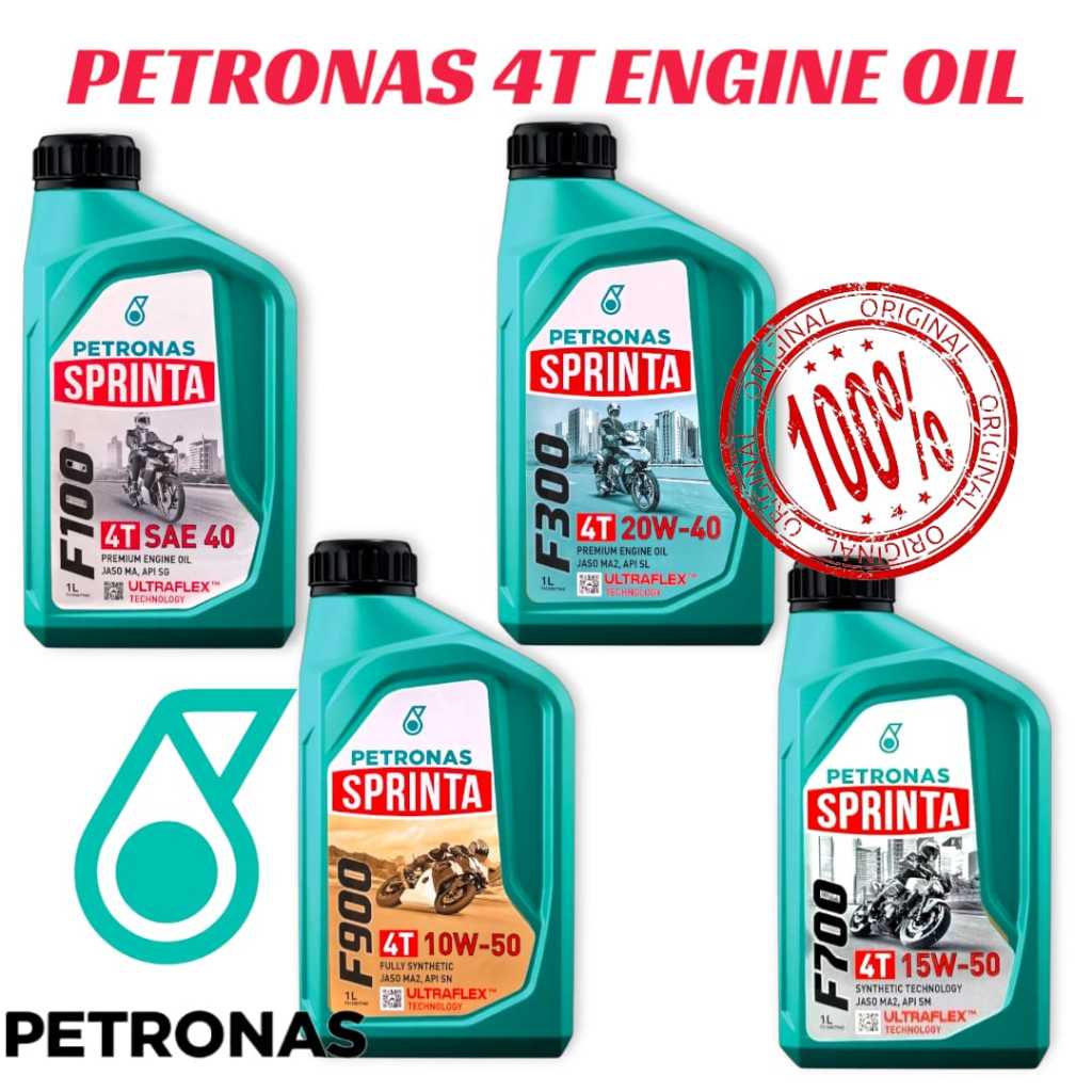 100% Original PETRONAS SPRINTA 4T OIL F100 SAE40 F300 20W40 F700 15W50 F900 10W50 Engine Oil ...