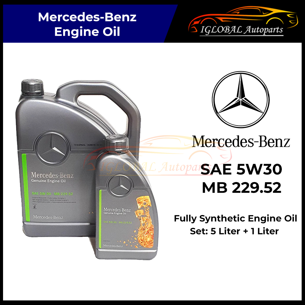 Mercedes-Benz SAE 5W30 MB229.52 Fully Synthetic Engine Oil 6L set (5L ...