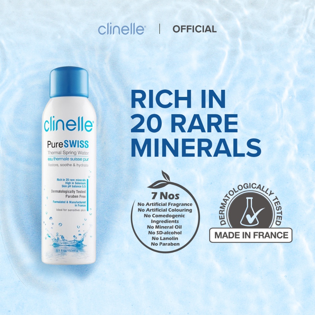 Clinelle Pureswiss Thermal Spring Water 150ml - Hydrate Skin, Fights ...