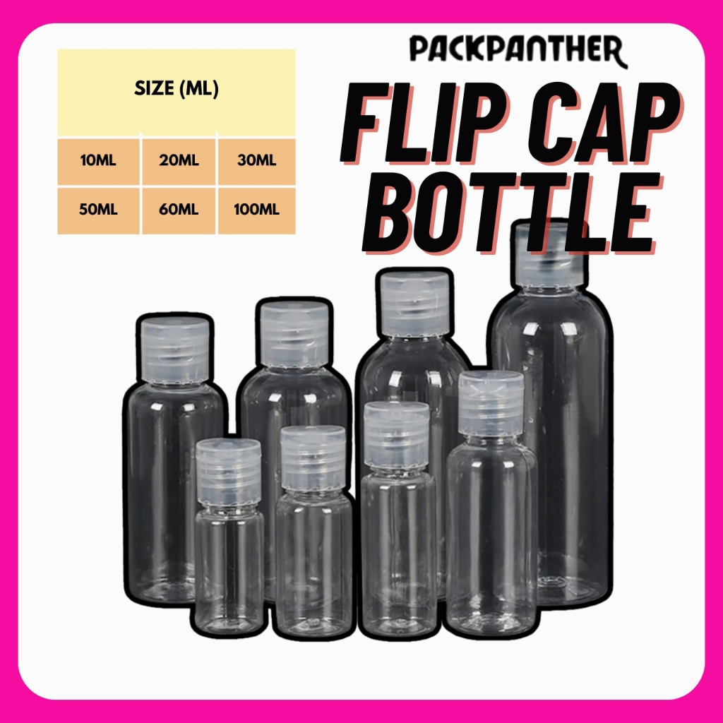 PACKPANTHER Botol Flip Cap Kosong 100ml PET Travel Bottle Refillable ...