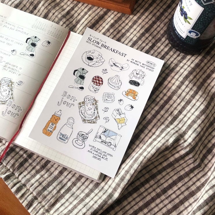 Slow Breakfast Deco Sticker Sheet (Matte Waterproof Stickers, A6 ...