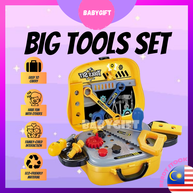 Workshop Toolbox Toy Set Kids Pretend Play Junior Builder Tool Set ...
