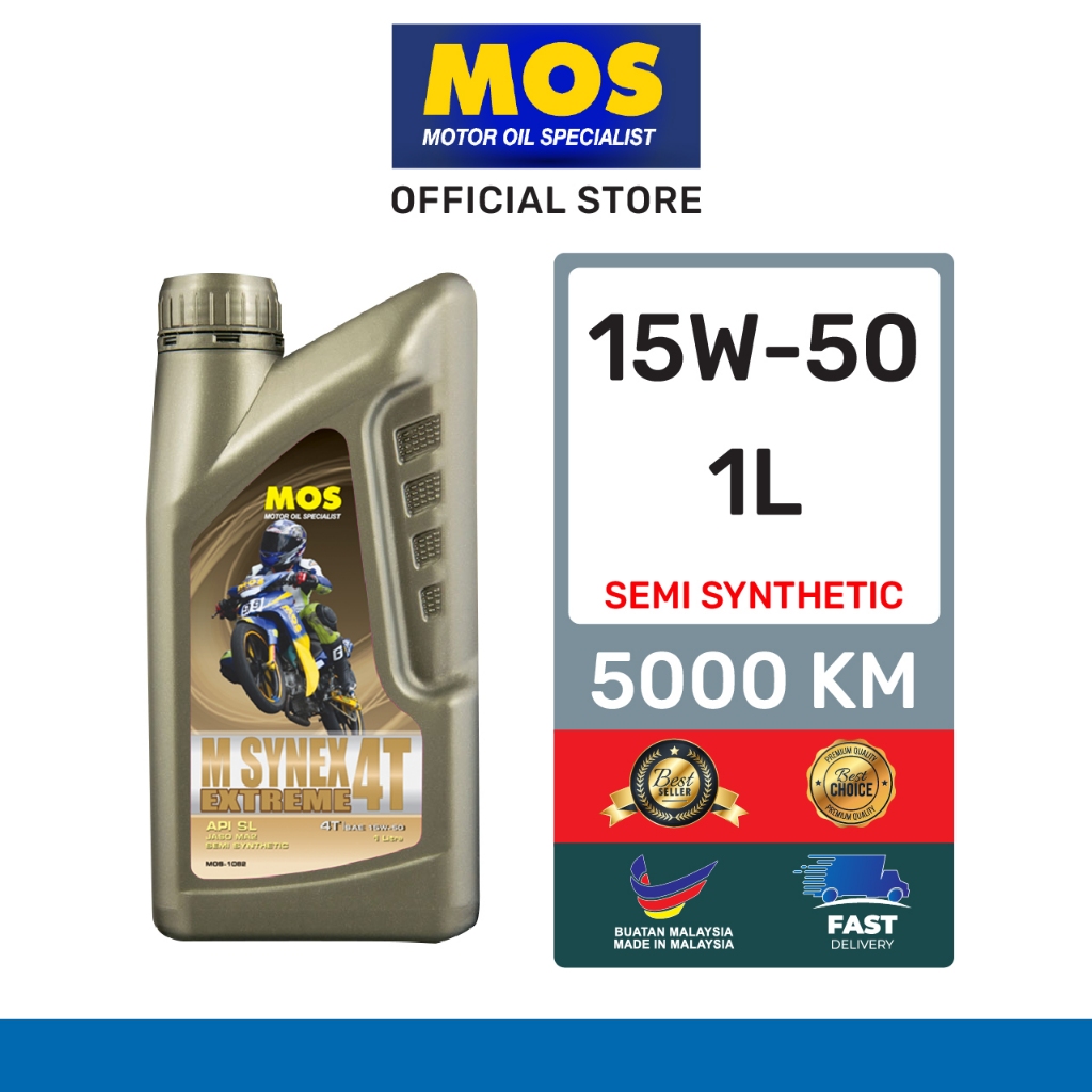 MOS M SYNEX EXTREME 4T SAE 15W-50 (1LT) SEMI SYNTHETIC MINYAK HITAM ...