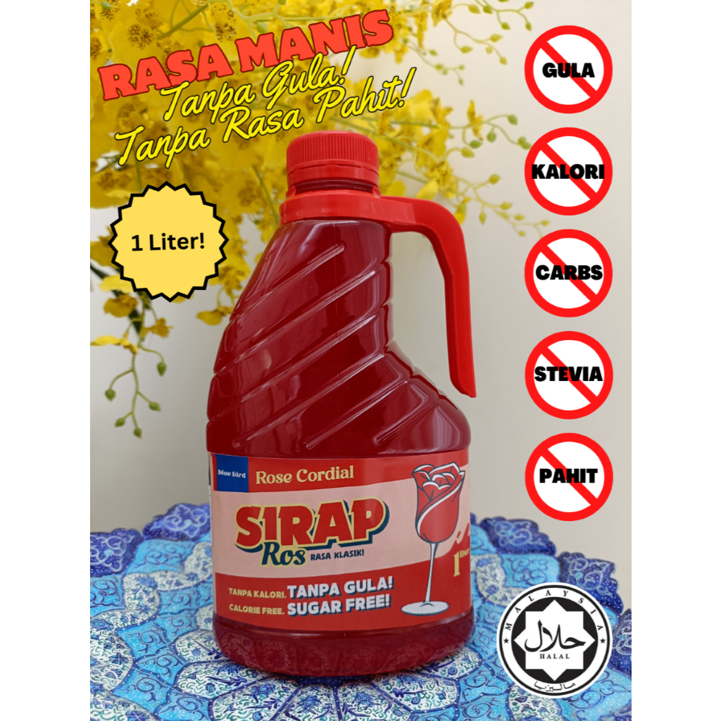 Kordial Sirap Ros Manis TANPA GULA TANPA KALORI TANPA KARBOHIDRAT TANPA ...