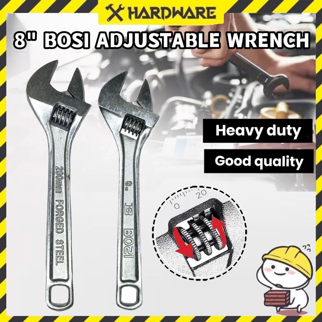 8" (200MM) BOSI HEAVY DUTY ADJUSTABLE WRENCH/ADJUSTABLE SPANNER/SWITCH ...