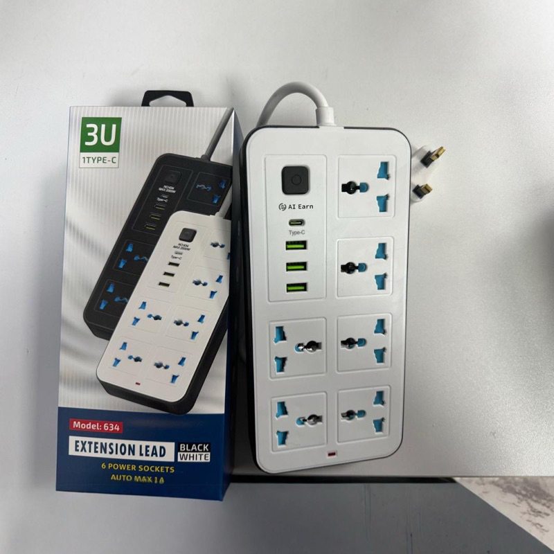 Electric sockets 6 Power Socket Extension With USB Ports 3+1 type C ...