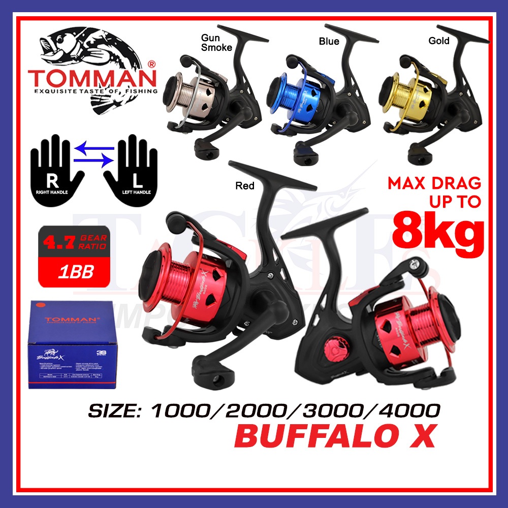 Tomman Buffalo X Mesin Pancing Spinning | [5-8kg Max Drag] |Kekili Air ...