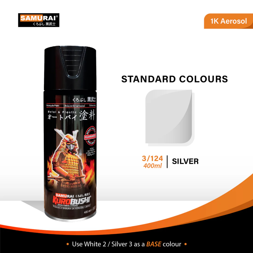 Samurai Spray Paint Standard Colour - 3 Silver (400ml) Y15ZR Y16ZR ...