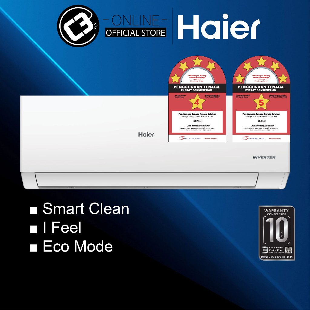 HAIER R32 Inverter Air Conditioner VQA 1.0HP ~ 2.5HP | Shopee Malaysia