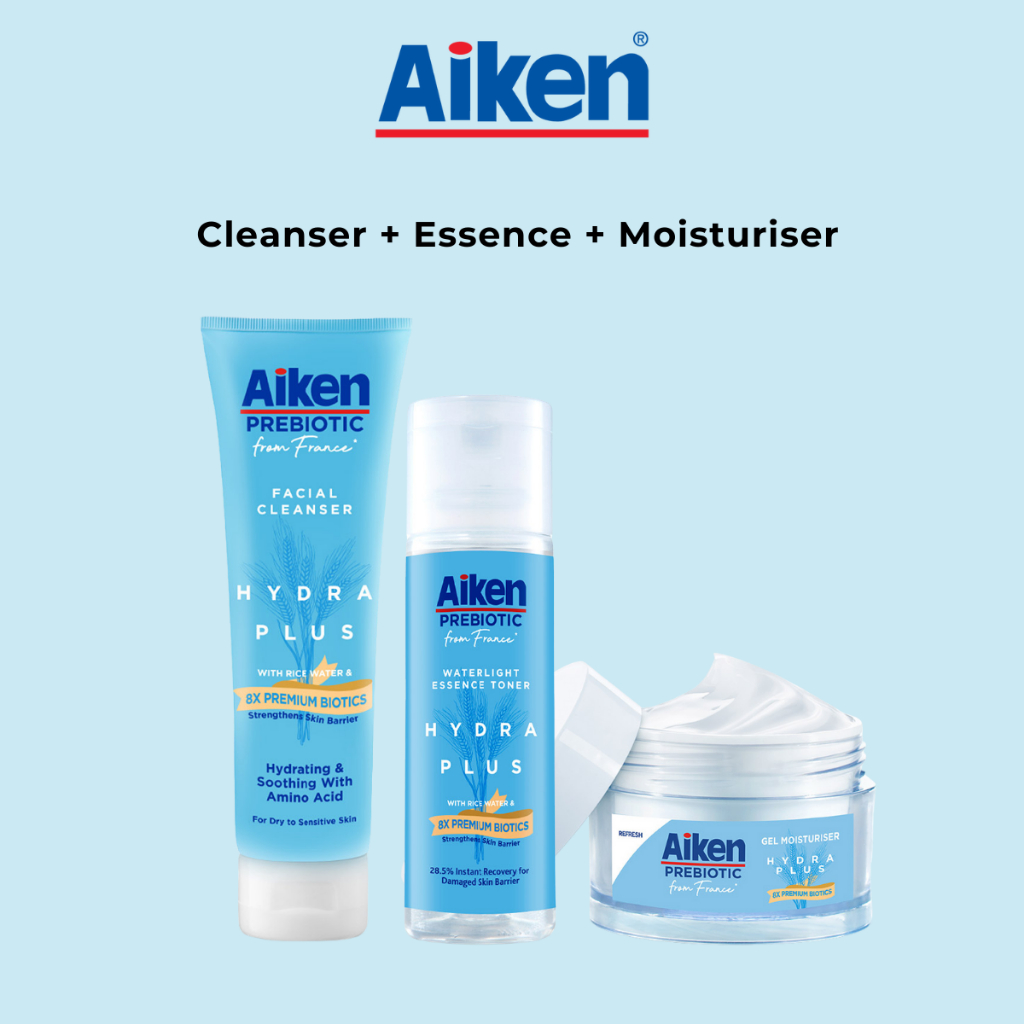 Aiken Prebiotic Perfect Hydra Skin Care Set | Soap Free | Water-based ...