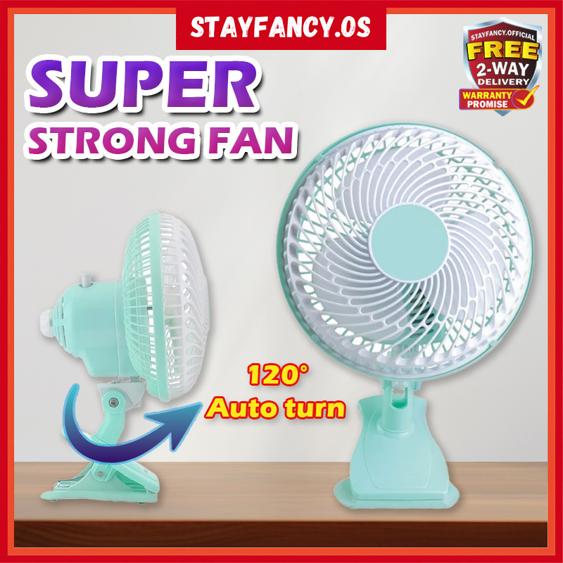 S.F 180MM 2W Strong Wind Portable Adjustable Auto-Turn Table Clip Fan ...