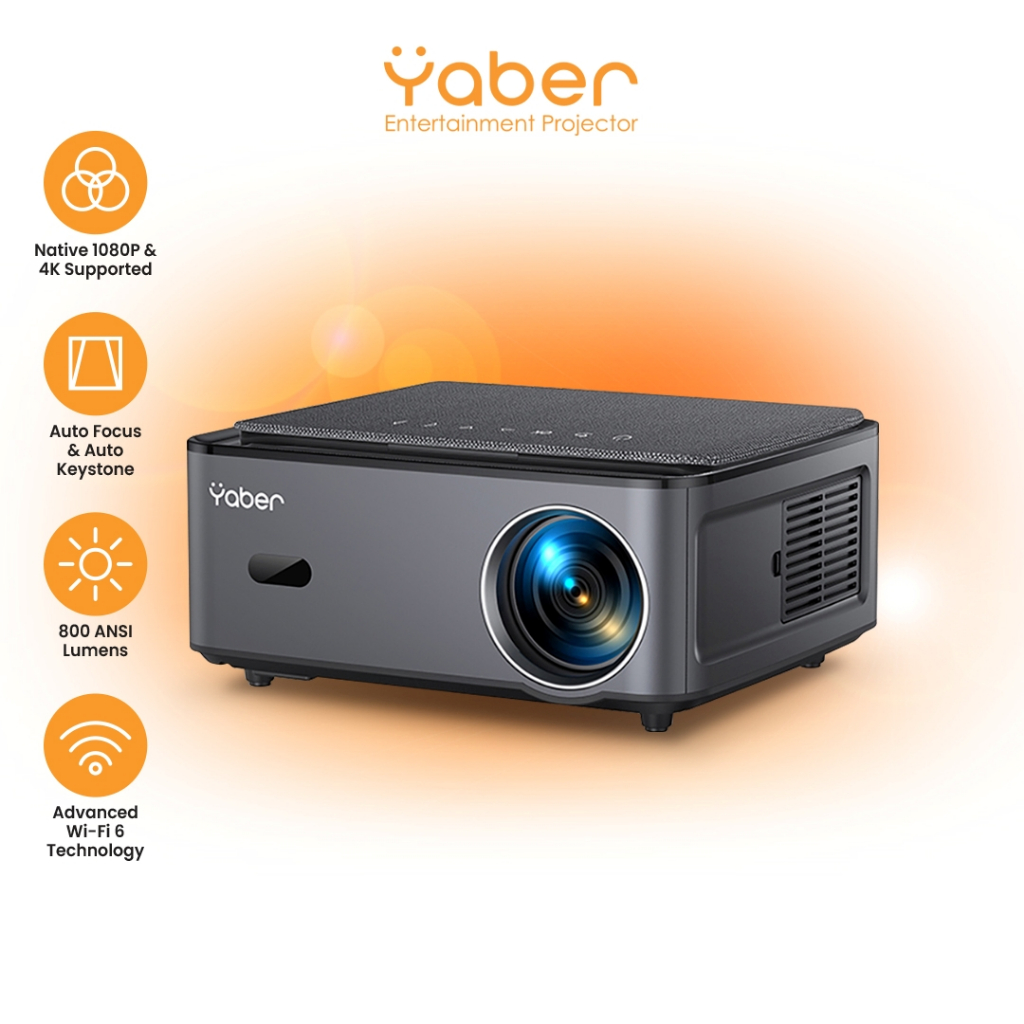 YABER PRO U6 Entertainment Projector , 500 ANSI Lumens, Android TV 9.0 ...