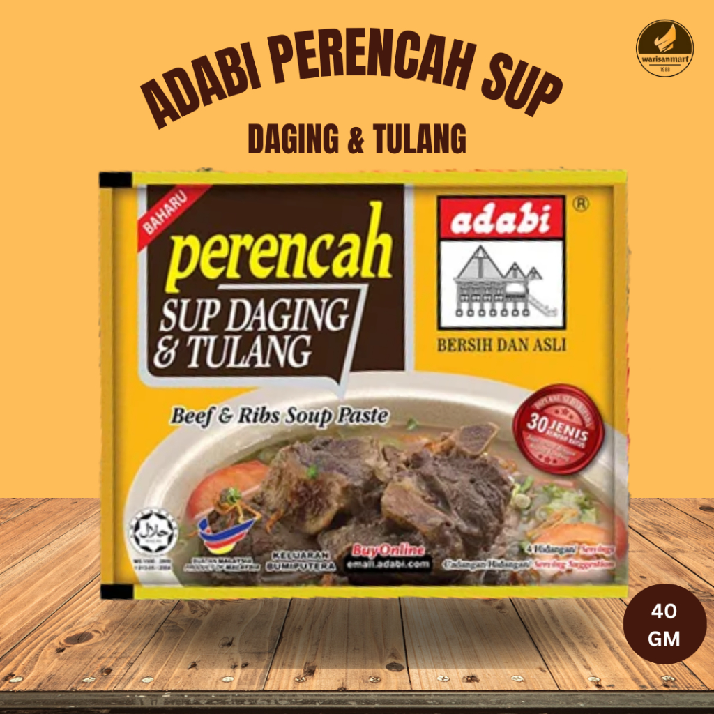 adabi perencah sup daging tulang beef & ribs soup paste 40g | Shopee ...