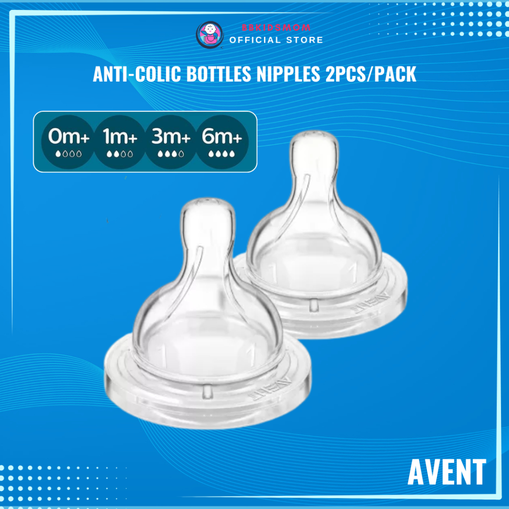 Philips Avent Anti-Colic Bottle Nipple Teats 2pcs/pack Puting Botol ...