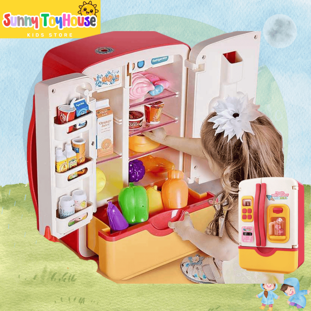 SUNNY Luxury Kids Pretend Play Kitchen Playset Refrigerator Fridge ...