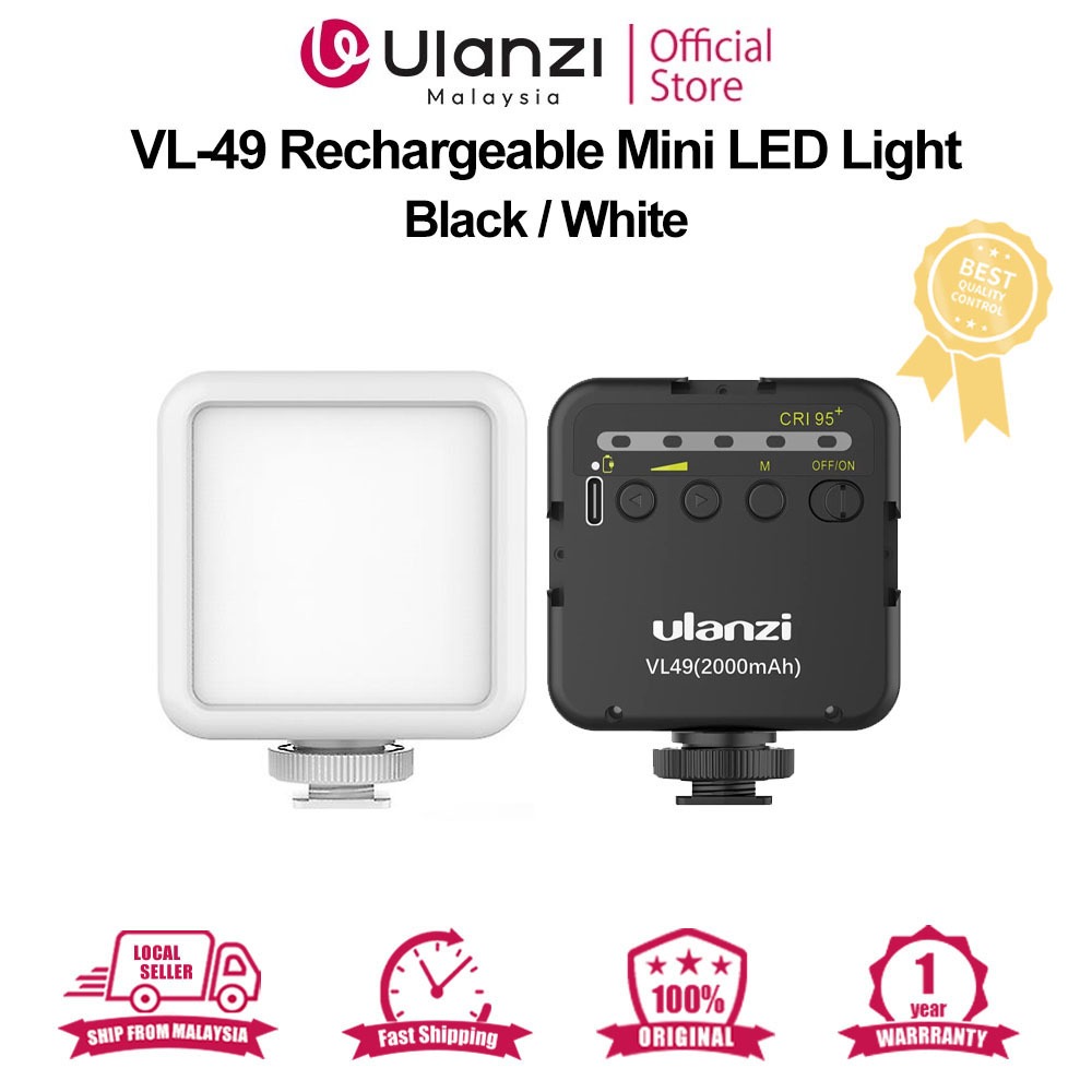 Ulanzi VL49 Rechargeable Mini LED Light Black/White | Shopee Malaysia