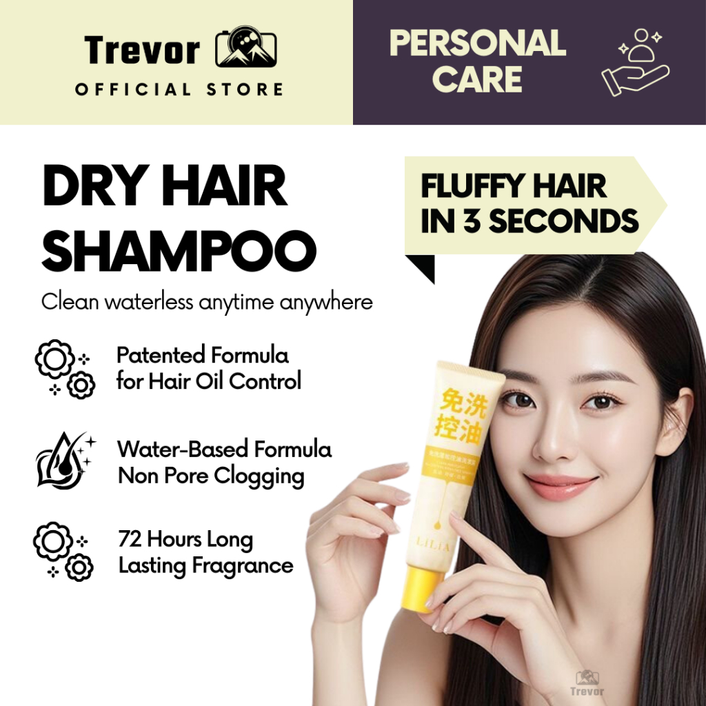 TREVOR Dry Hair Shampoo [100ml] - Washing-Free Water-Formula Oil ...