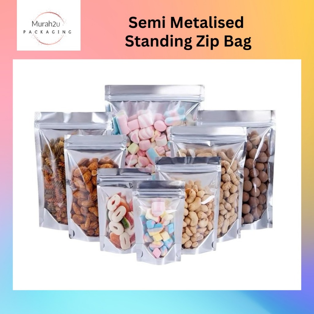 50pcs Aluminium Foil Standing Zip lock Bag / Aluminium Stand Zip lock ...