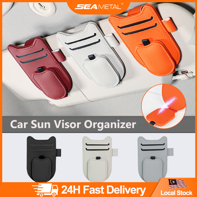 SEAMETAL Car Card Holder Glasses Clip Magnetic Sun Visor Organizer ...