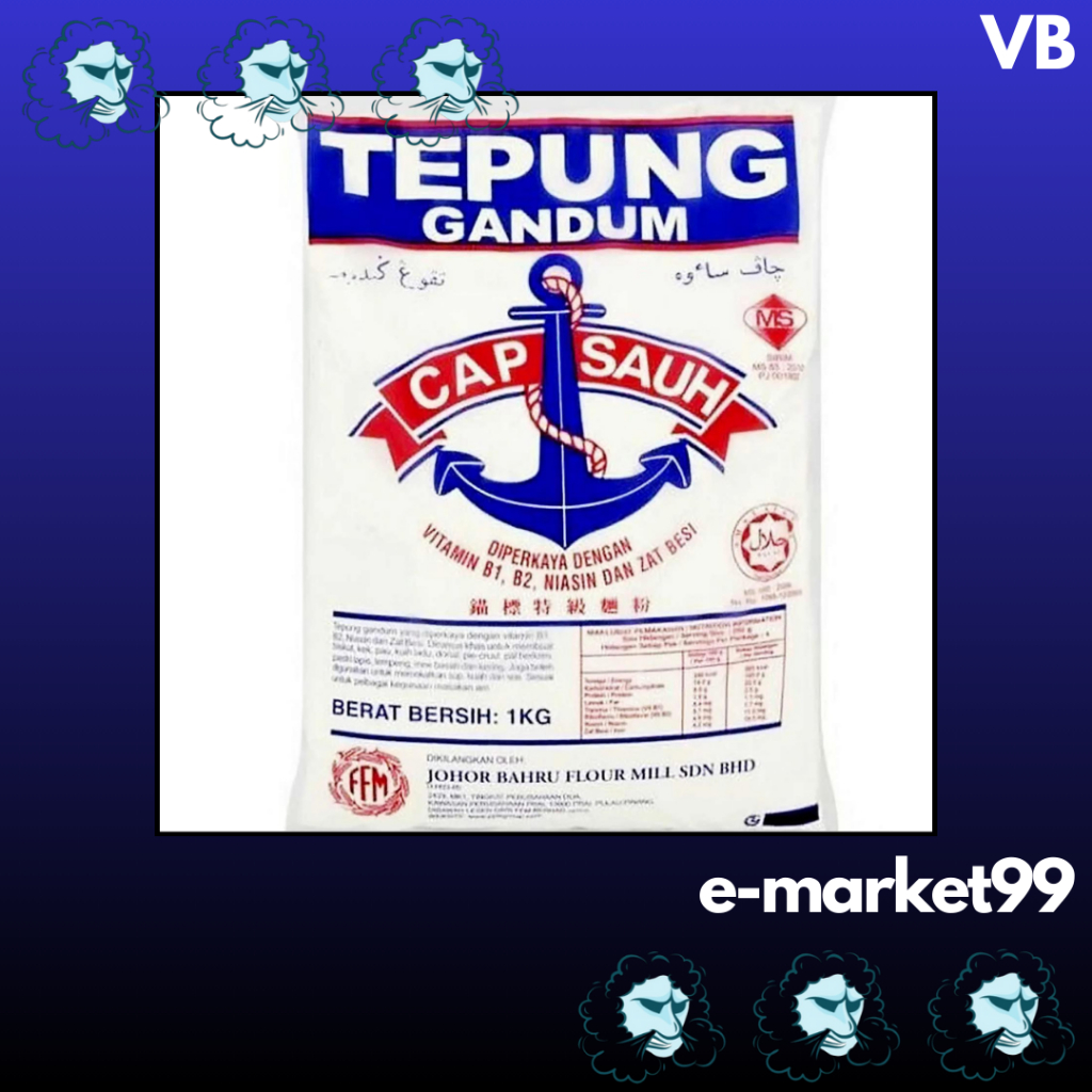 TEPUNG GANDUM CAP SAUH VITAMIN B1,B2, NIASIN DAN ZAT BESI VB | Shopee ...