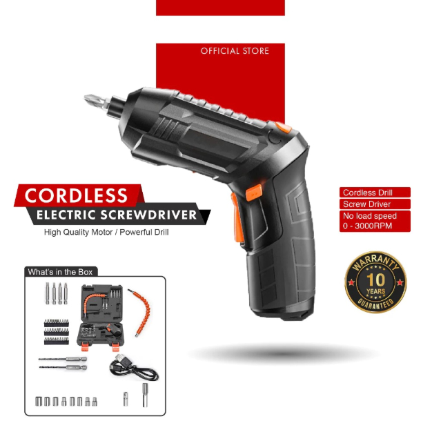 Cordless Electric Screwdriver Drill 47pcs Rechargeable Pemutar Skru ...