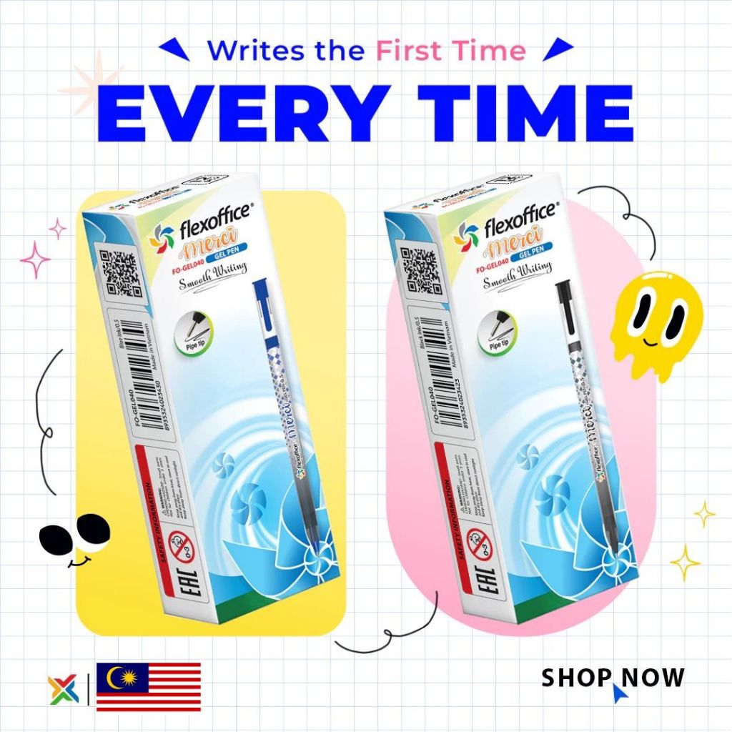 FlexOffice Merci Gel Pen 0.5 Quick Drying Large Capacity Bullet Tip ...