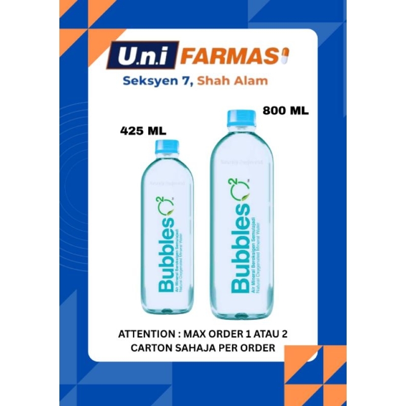 1 CARTON BUBBLE 02 MINERAL WATER BOX 425ml/800ml [PLEASE READ ...