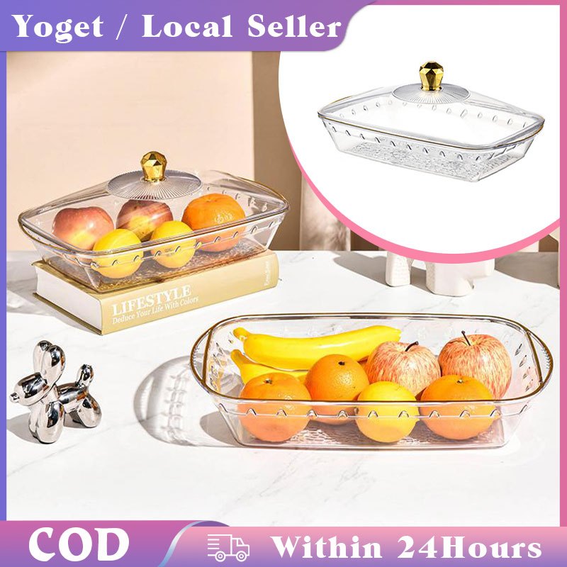 Transparent Buffet Food Tray With Cover / Fruit Snacks Storage Tray ...