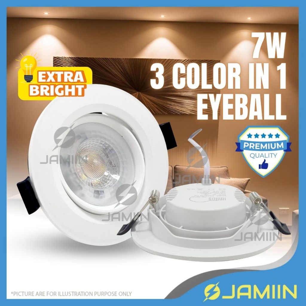 [3 TONED] 7W LED Eyeball 3 Color Eye Ball Downlight Spotlight Plaster ...