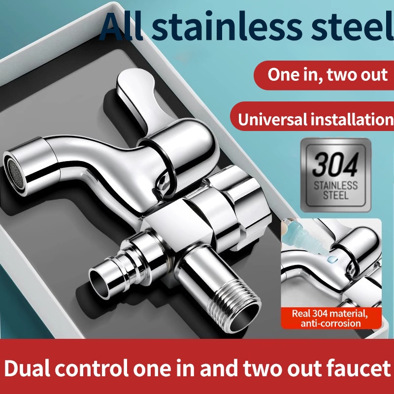 Double-head double-control water outlet 304 stainless steel washing ...