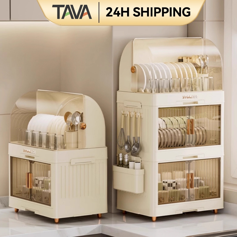 TAVA Foldable Double Layer Dish Rack - Eco-Friendly Plastic, Stylish ...