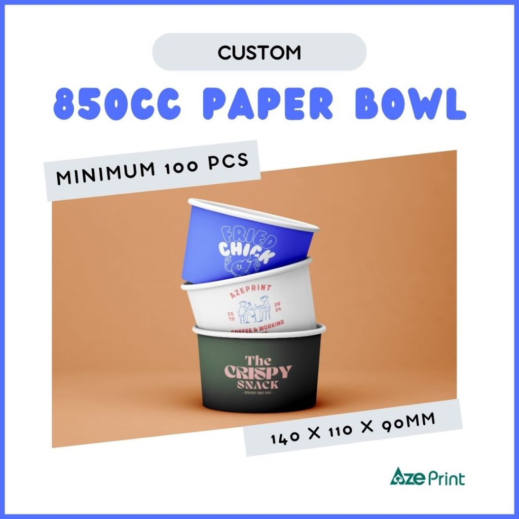 [Premium Custom Print] Custom Design Paper Bowls| 850cc | Party Events ...