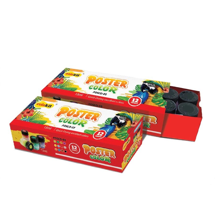 Colokit Poster Color Non Toxic Posco 02 (12 Colors x 15mL) | Shopee ...