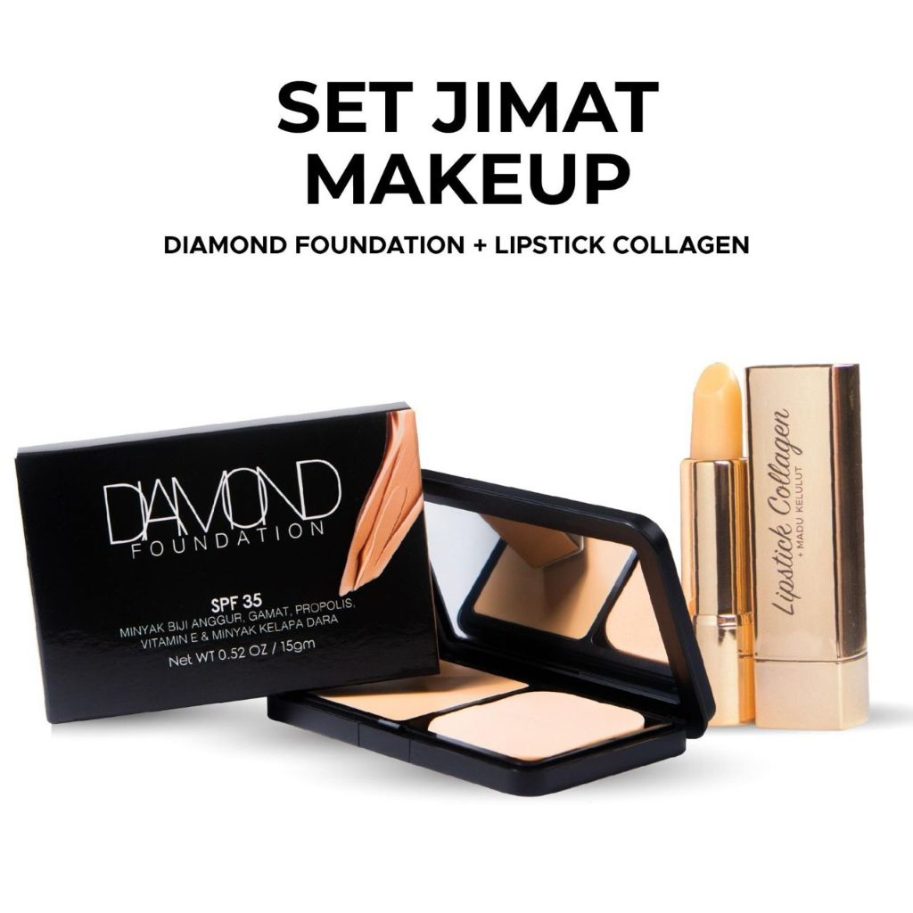 DHERBS SET MAKEUP (DIAMOND FOUNDATION + LIPSTICK COLLAGEN) | Shopee ...