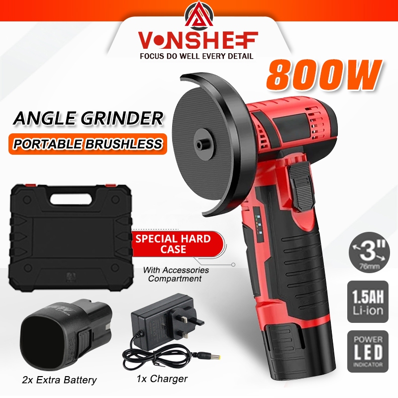 800W 12V Electric Angle Grinder Portable Cordless Angle Grinder 2 ...