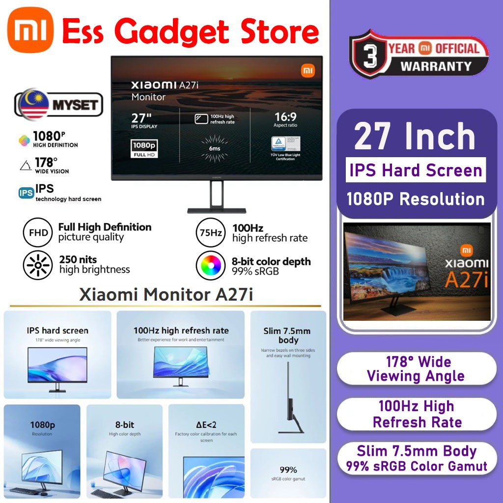 MYSET Xiaomi A27i Desktop Computer IPS Monitor 27 inch Display 1080P HD ...