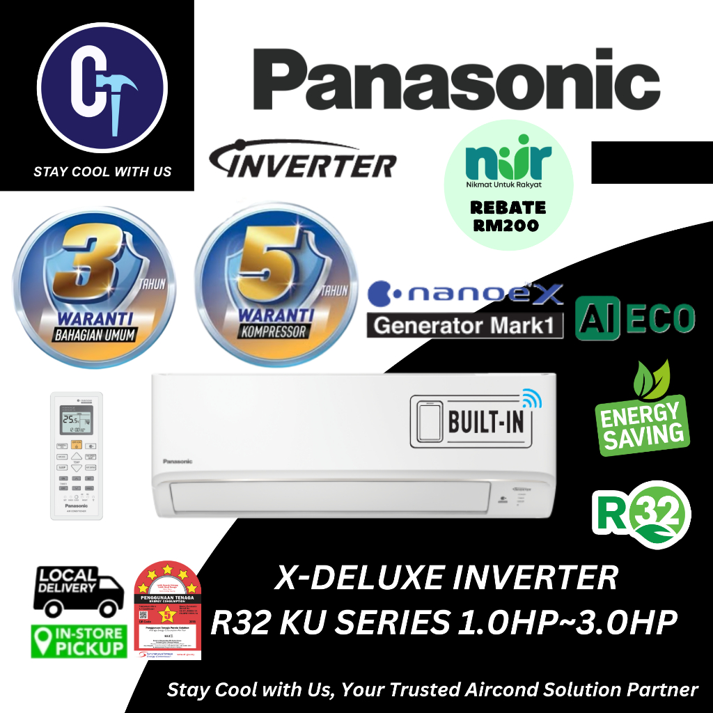 Panasonic R32 (New) Air Conditioner - KU-AKH/PU-AKH/PN Series (1.0HP ...