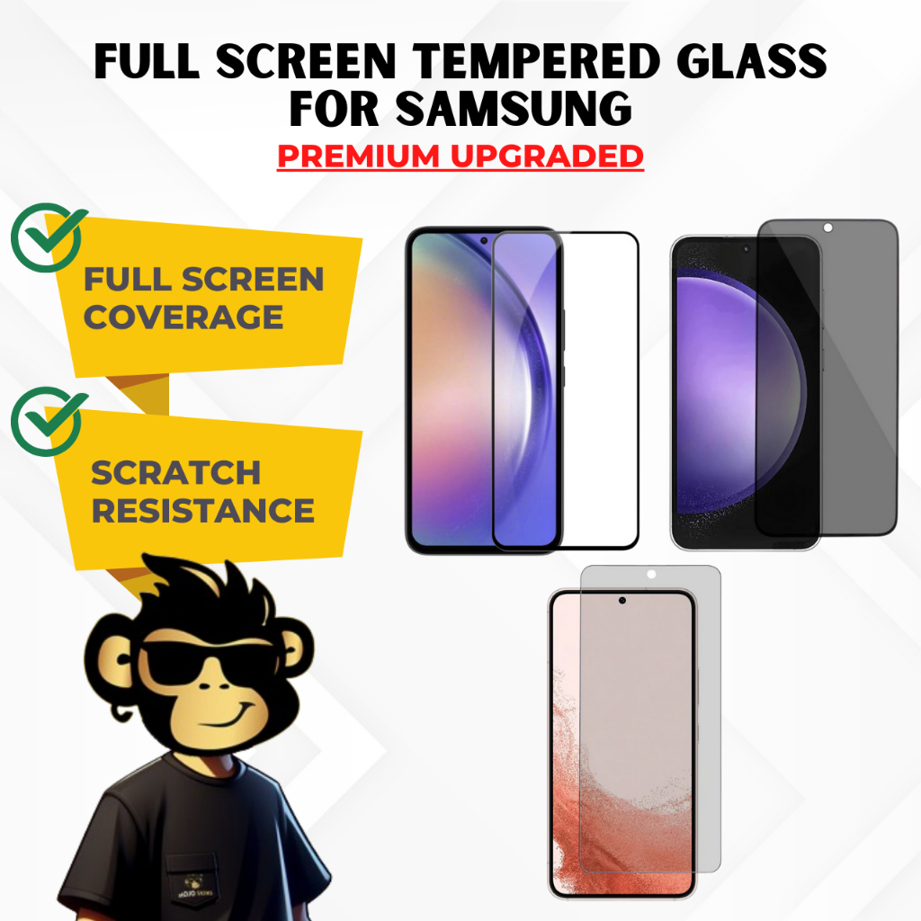 MojoSkins Clear Privacy Matte Full Screen Protector Tempered Glass for Samsung A55 A26 A36 A56 ...