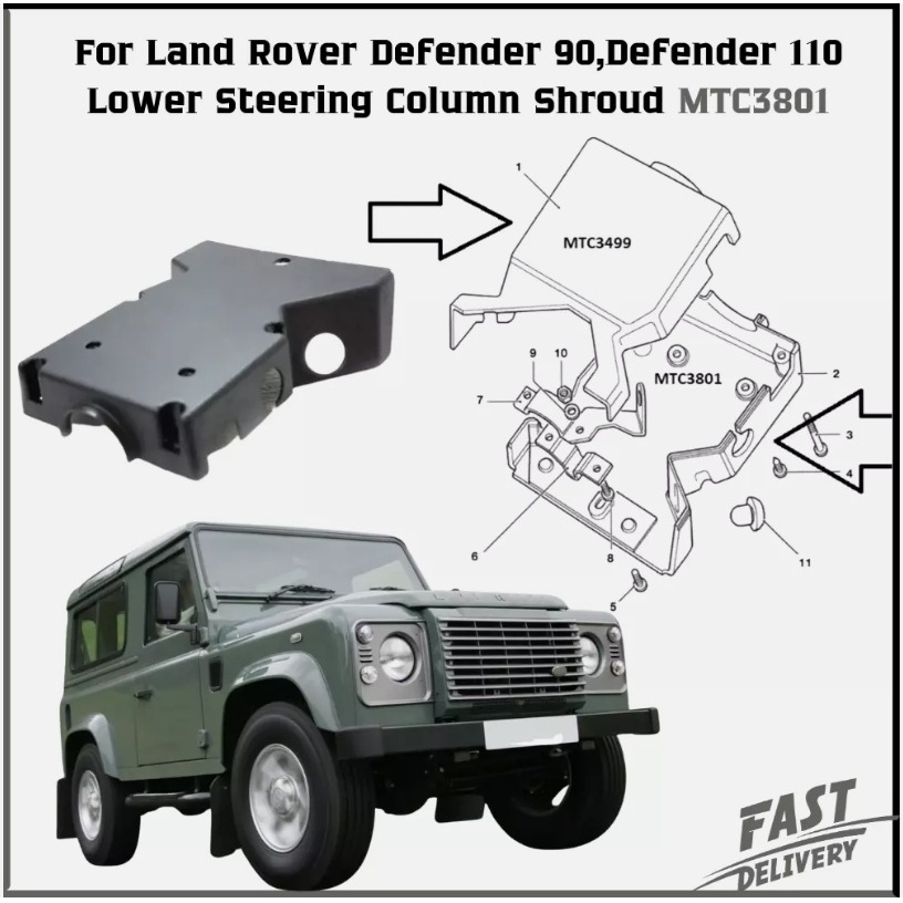 Land Rover Defender Steering Upper Lower Column Shroud Mount MTC3801 ...
