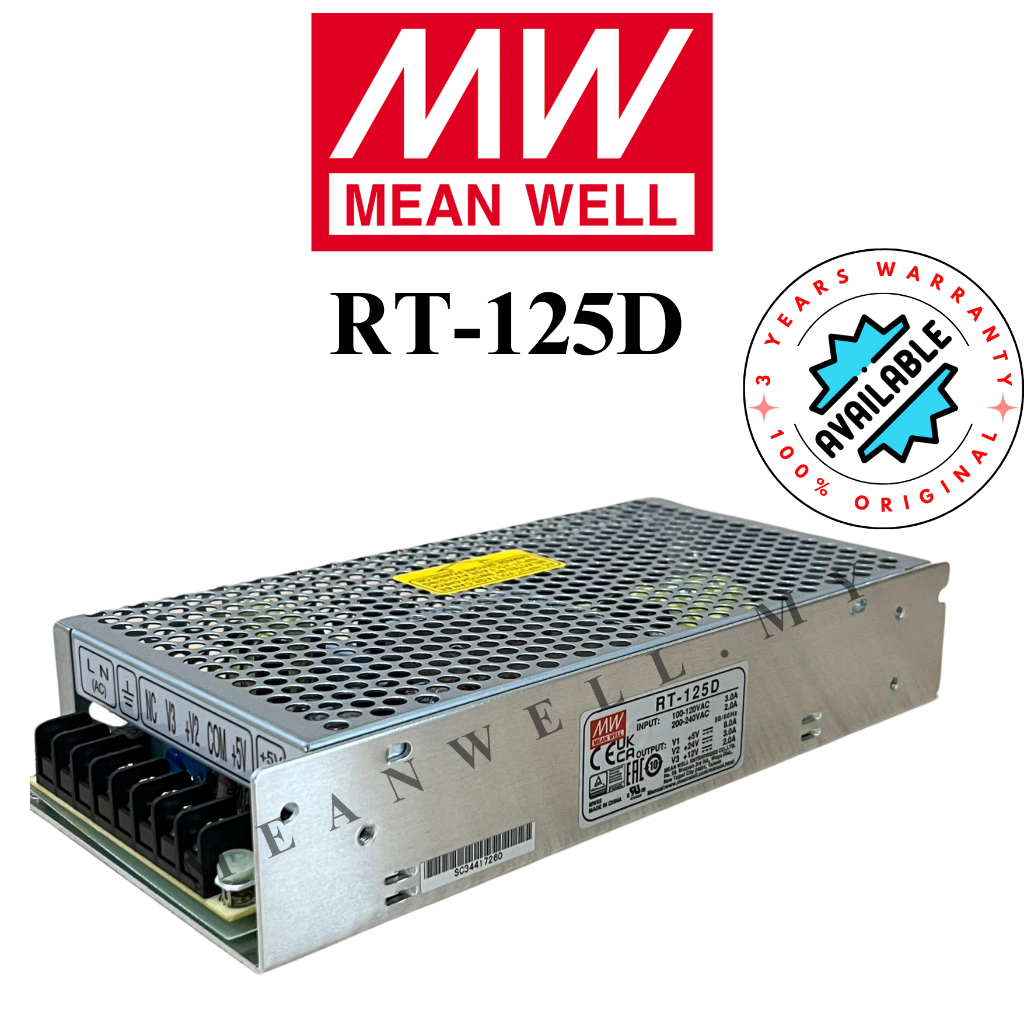 Mean Well RT-125D 125W 5V 12A & 24V 4A & 12V 2A MeanWell Triple Output ...