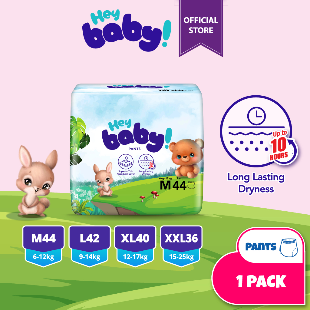 Heybaby! Baby Diaper Pants - Size M (44's)/L (42's)/XL (40's)/XXL (36's) (1 Pack) | Shopee Malaysia