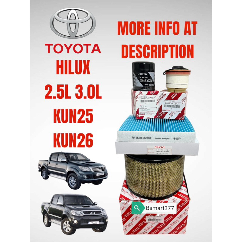 Toyota hilux vigo kun25 kun26 2.5L 3.0L enjine air filter/oil filter ...