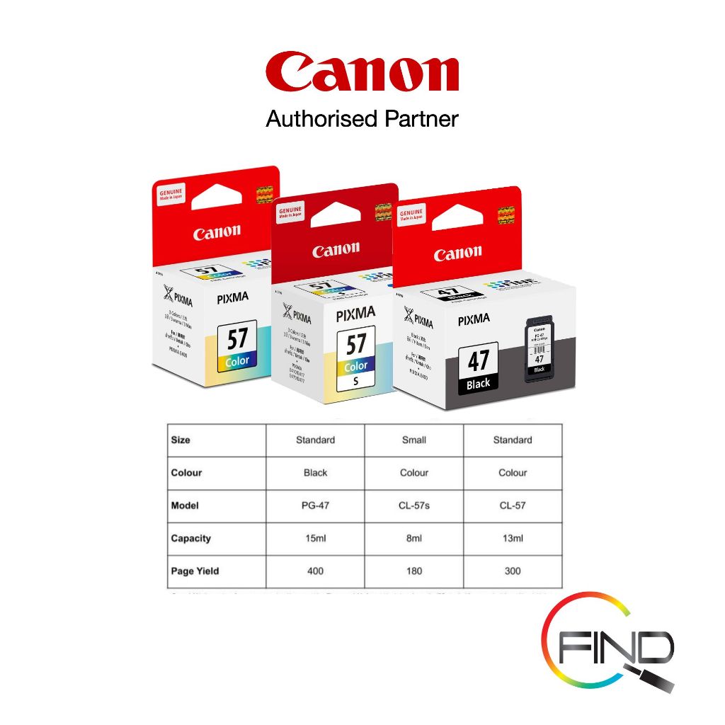 Canon PG-47 Black / CL-57S / CL-57 Color cartridge for E400/410/460/470 ...