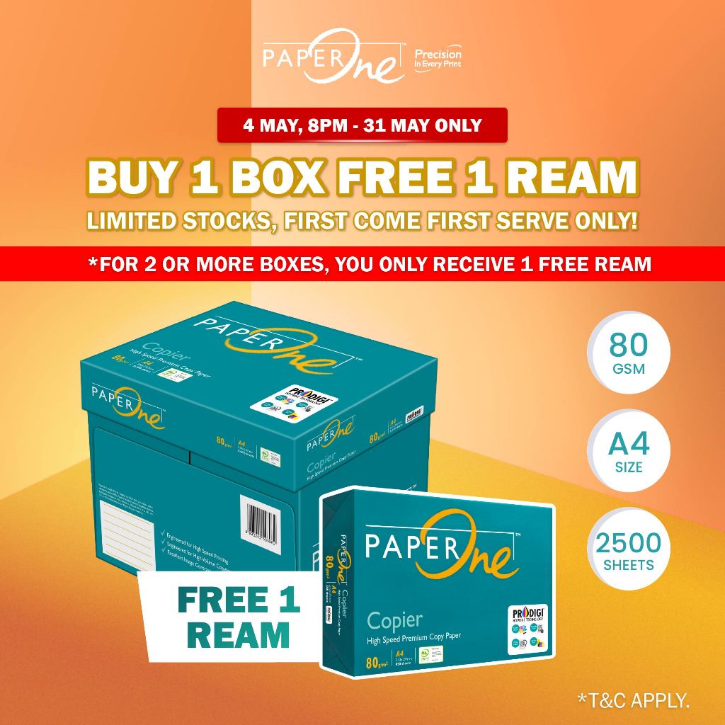 PaperOne A4 Copier Paper 80gsm 2500 Sheets (5 Reams) | Shopee Malaysia