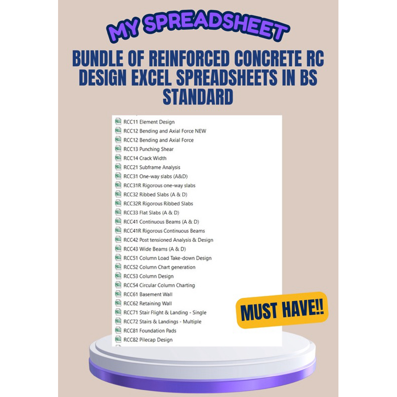 Bundle of reinforced concrete rc Design excel Spreadsheets in Bs ...