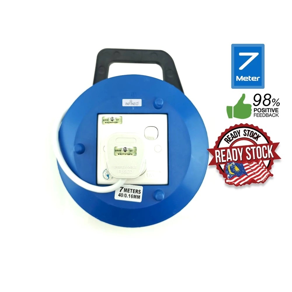 SAFETY Portable Extension Trailing Cord Socket Wire Plug Cable Reel Box ...