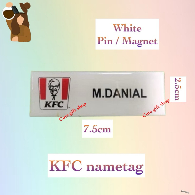 KFC Nametag 75mm x 25mm KFC staff pekerja tag Nama 名牌 | Shopee Malaysia