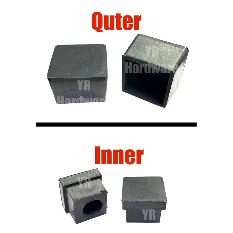 Square Rubber Stopper Outer & Inner 3/4” 1” 1 1/4” 1 1/2” 2” Hollow ...